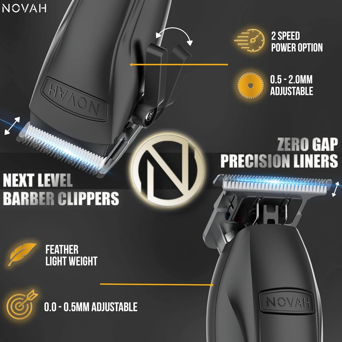 Novah Professional Hair Clipper & Trimmer | Matte Black